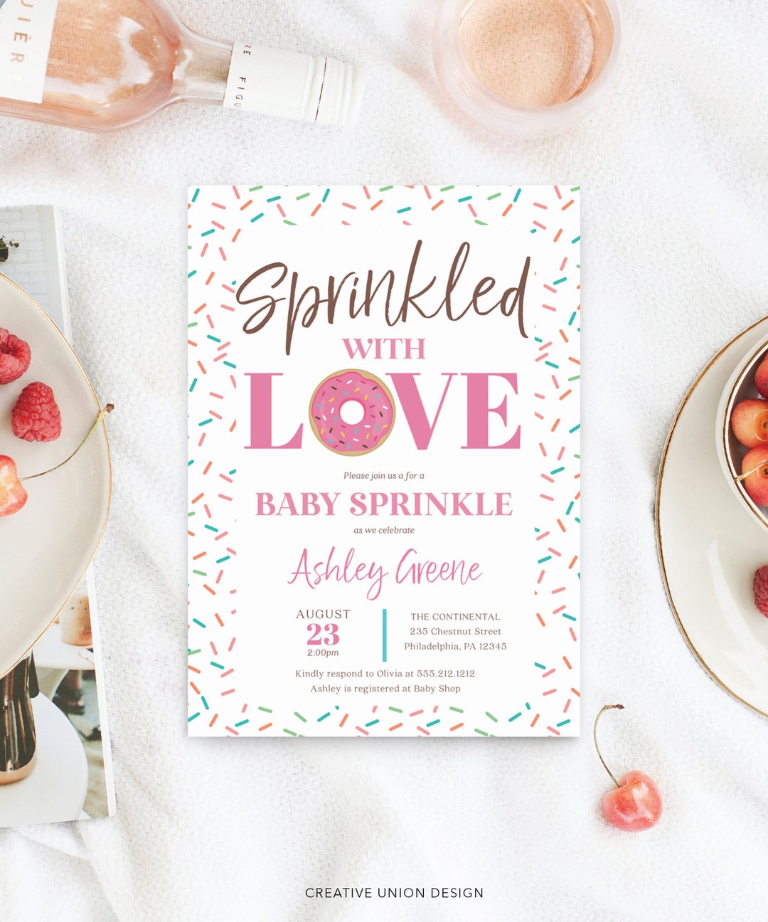 Donut Baby Sprinkle Invite Template, Baby Shower Invite Printable, Baby ...