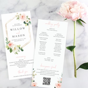 Wedding Program Template Floral Programs for Wedding Personalized ...