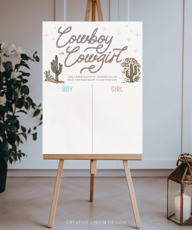 Editable Gender Reveal Voting Sign Template, Cast Your Vote Gender ...