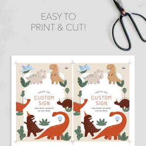 Editable Custom Sign Template, Cute Dinosaur Sign, Favors, Gifts and ...