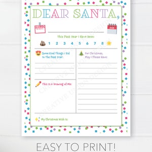 Letter to Santa Printable, Kids Letter to Santa, Santa Letter ...
