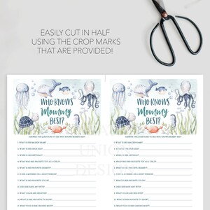 Under the Sea Baby Shower Game, Who Knows Mommy Best Baby Shower Game ...
