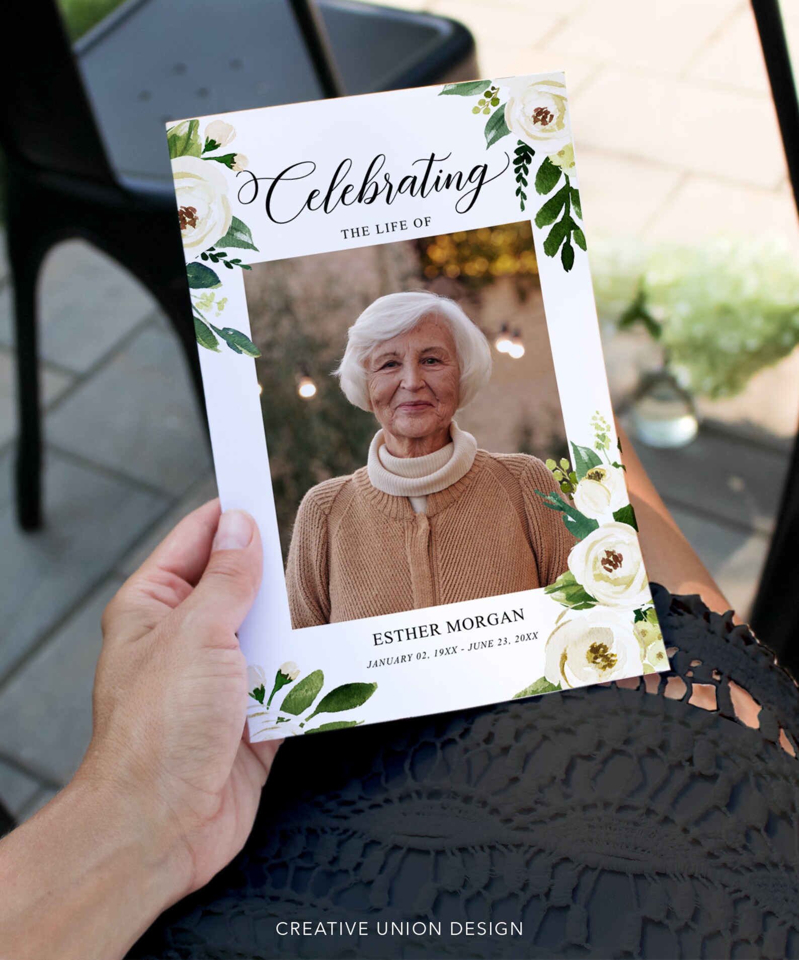 Editable White Floral Funeral Program Template Celebrating - Etsy