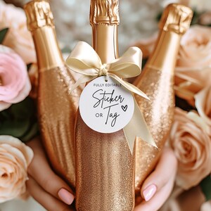 Editable Champagne Tags Template, Favor Tags, Favor Stickers, Favors ...