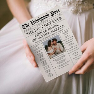 5x7 Newspaper Wedding Program With Timeline, Printable Program for ...
