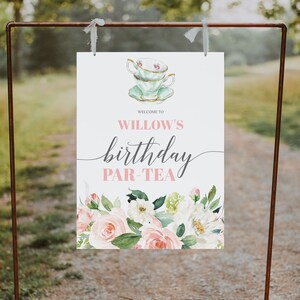 Tea Party Editable Birthday Party Welcome Sign Template, Welcome ...