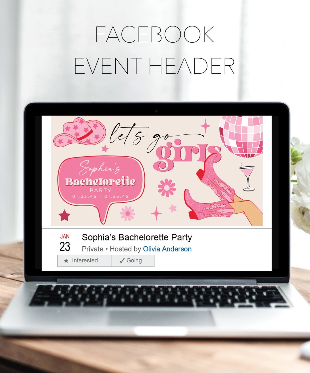 Bachelorette Party Facebook Event Header Template, Evite, Pink Cowgirl ...