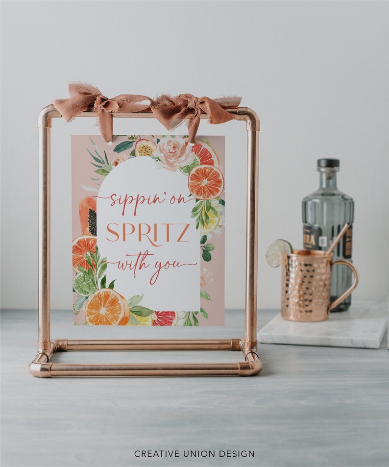 Sippin on Spritz With You Sign, Bridal Shower Sign File, Printable ...