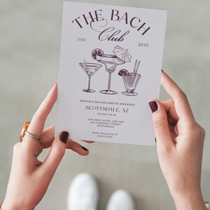 Social Club Bachelorette Party Invitation and Itinerary Template ...