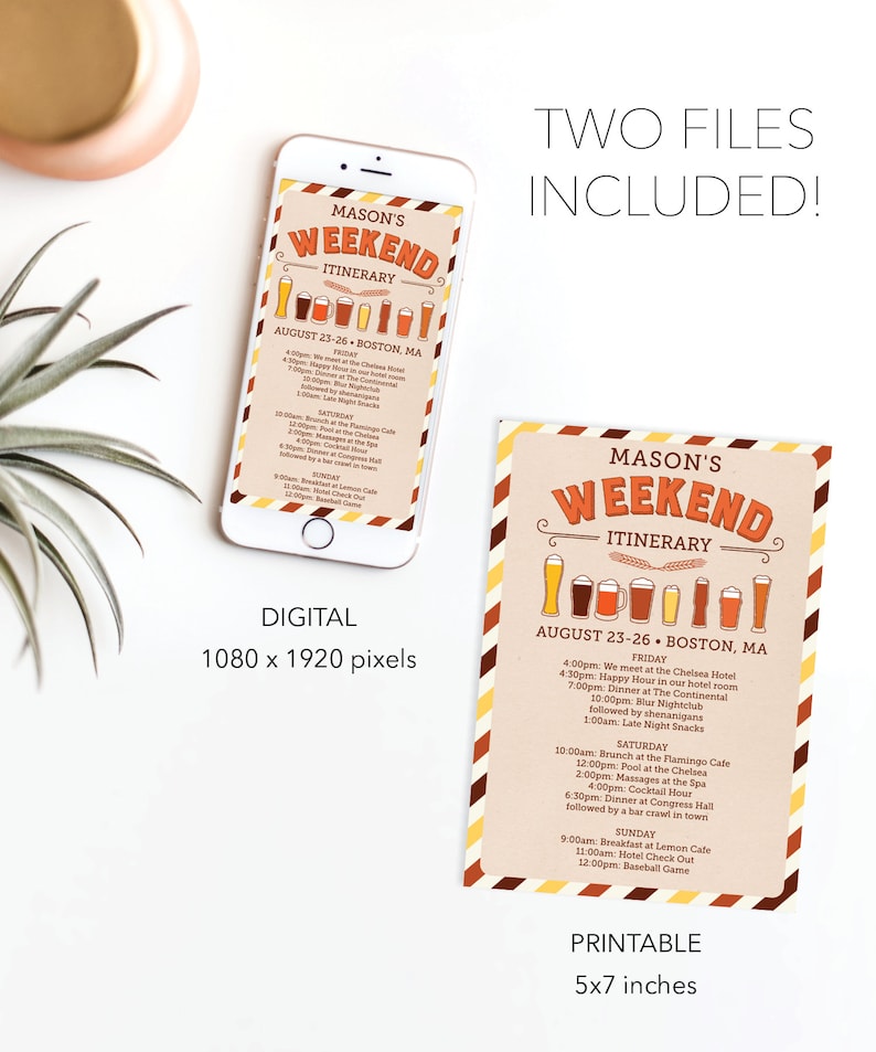 Guys Weekend Itinerary Template Beer Digital Schedule - Etsy