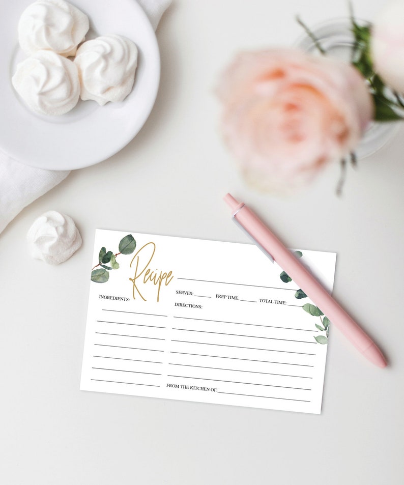 Recipe Card and Request Card Printable Recipe Card Bridal - Etsy