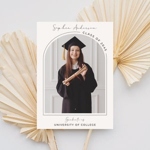 Boho Arch Graduation Announcement Template, Class of 2025, Minimal Graduation Party Invitation ...
