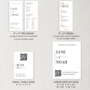 QR Code Wedding Program Template and Scannable Wedding Welcome Sign ...