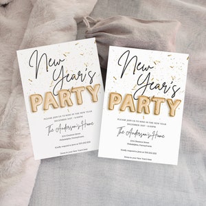 New Year's Eve Party Invitation Template, Confetti, New Years Party ...