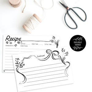 Hand Drawn Recipe Card Printable, Printable Recipe Card, Bridal Shower ...