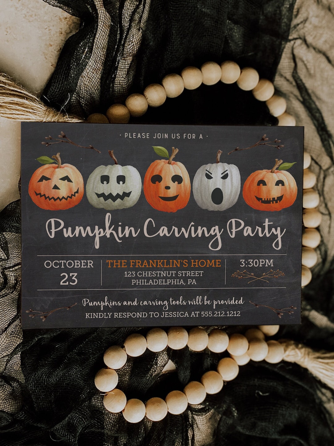 Pumpkin Carving Party Invitation Template, Halloween Party Invite ...