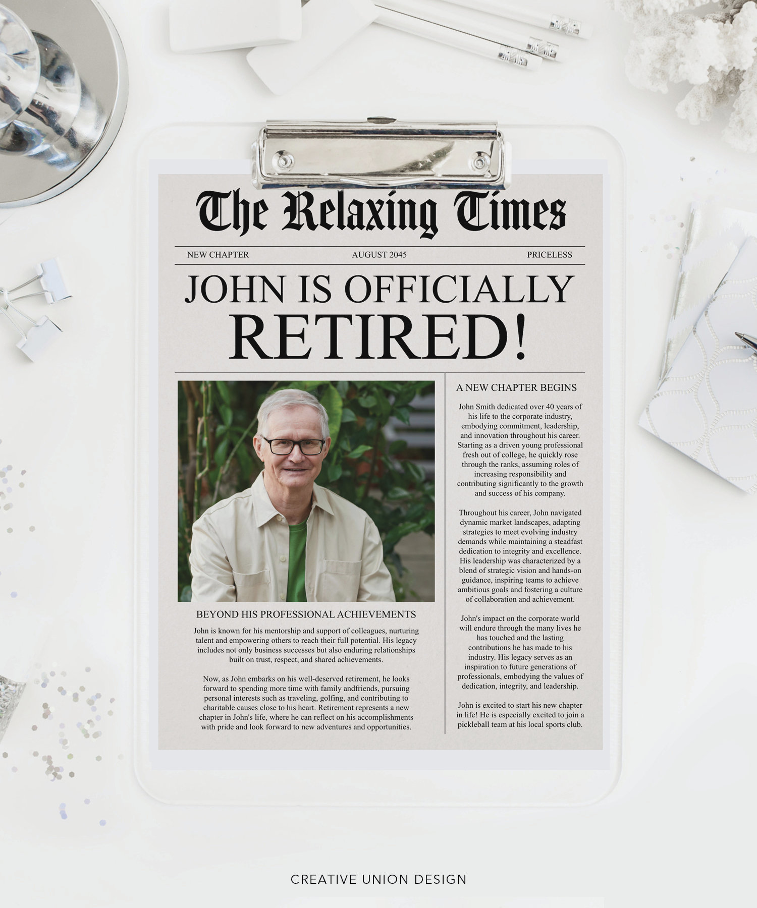 Editable Retirement Newspaper Template, Printable Newspaper, Retirement ...