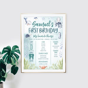 Editable Under the Sea Birthday Milestone Sign Template, Milestone ...