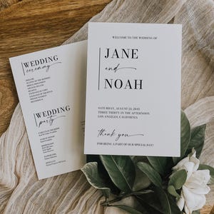 Minimalist Wedding Program Template, 5x7 Wedding Ceremony Program ...