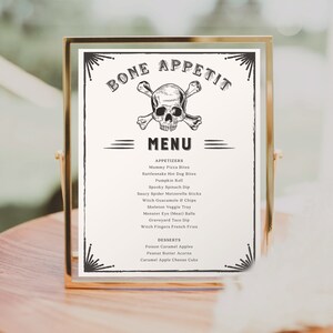 Bone Appetit Menu Sign Template, Printable Halloween Menu Sign, Spooky ...