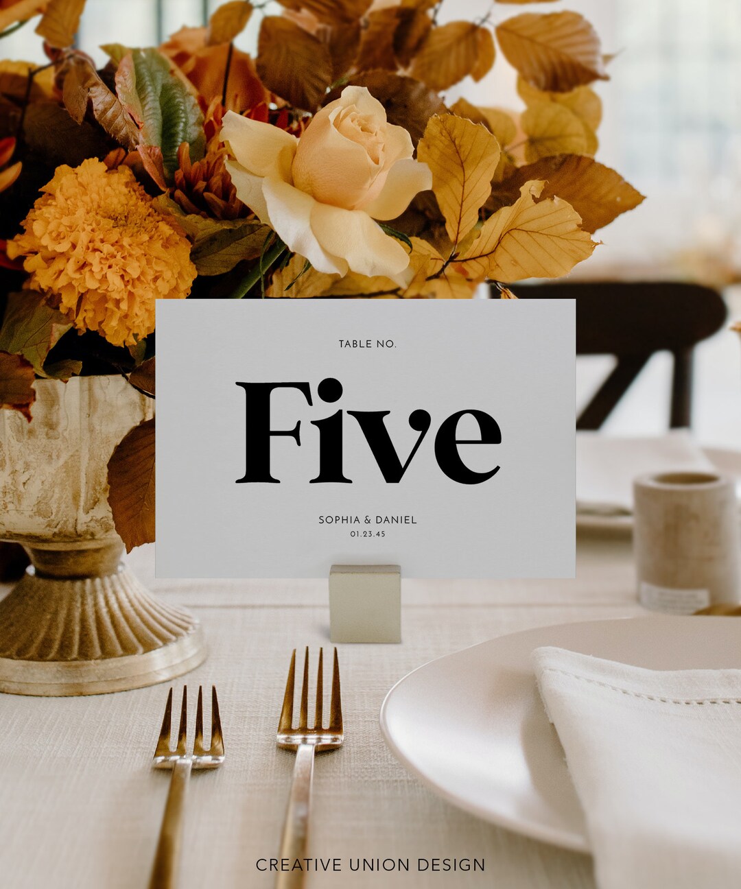 Horizontal Retro Minimalist Wedding Table Numbers Template - Etsy