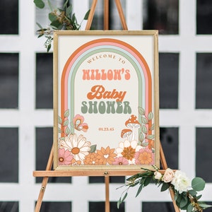 Groovy Baby Editable Baby Shower Welcome Sign Template, Welcome Baby ...