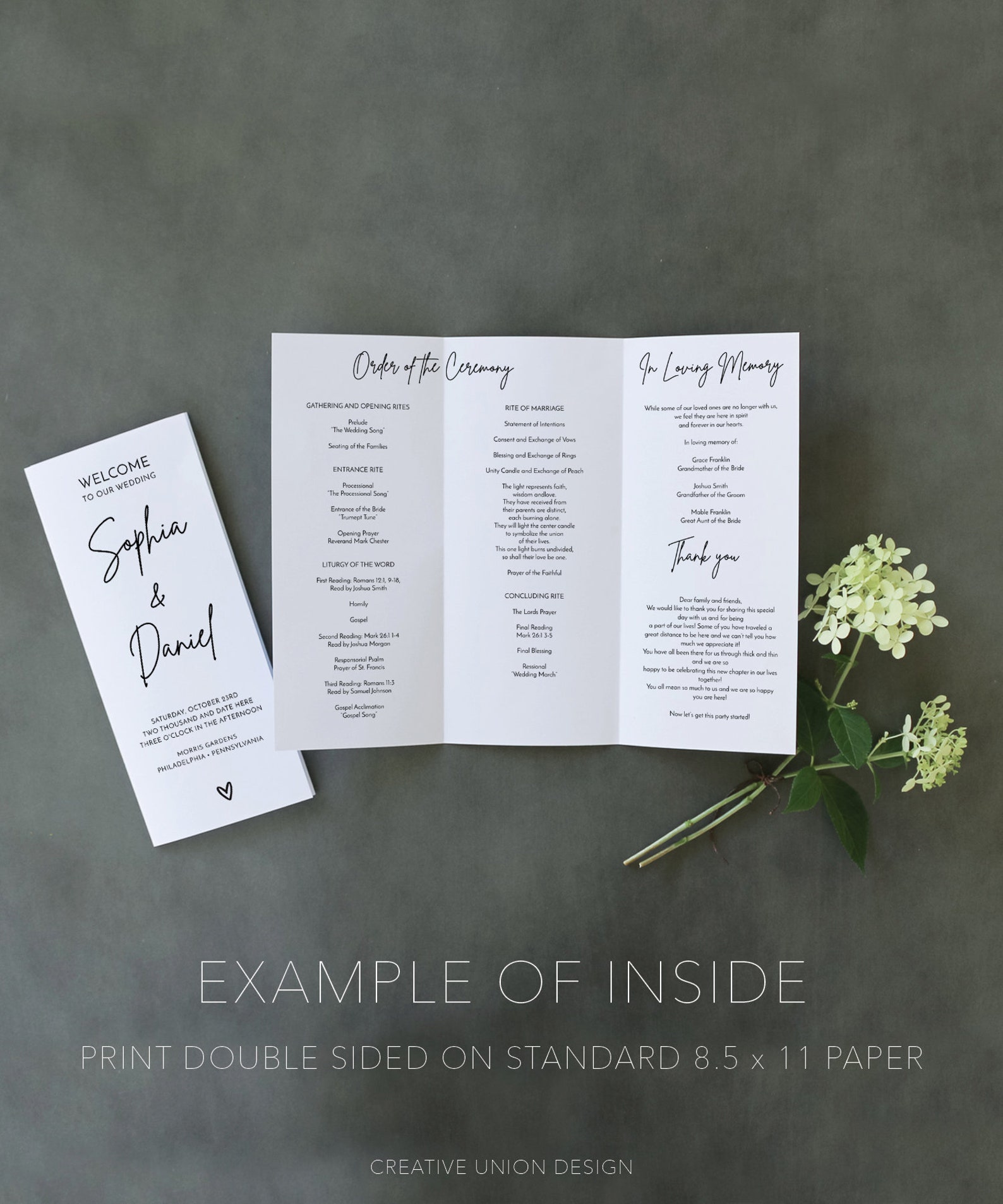 Trifold Wedding Program Template Wedding Ceremony Program - Etsy