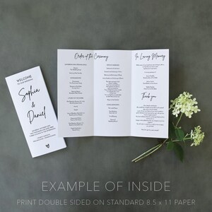 Trifold Wedding Program Template, Wedding Ceremony Program, Easy ...