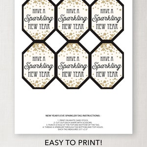 New Years Eve Sparkler Tags - New Year's Eve Decorations - Printable ...