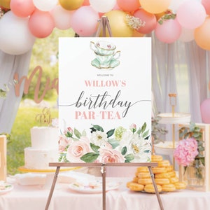 Tea Party Editable Birthday Party Welcome Sign Template, Welcome ...
