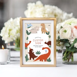 Editable Custom Sign Template Cute Dinosaur Sign Favors - Etsy