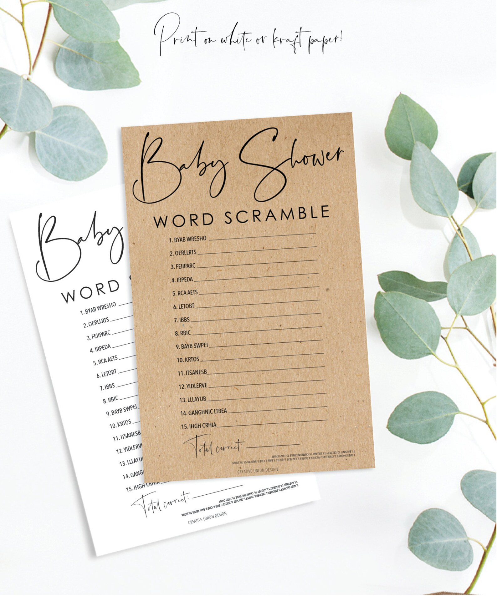 Minimal Script Baby Shower Games Bundle 8 Baby Shower Games | Etsy