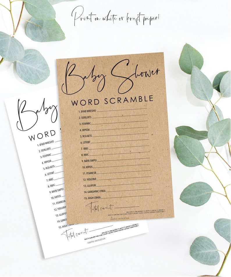 Minimal Script Baby Shower Games Bundle 8 Baby Shower Games | Etsy