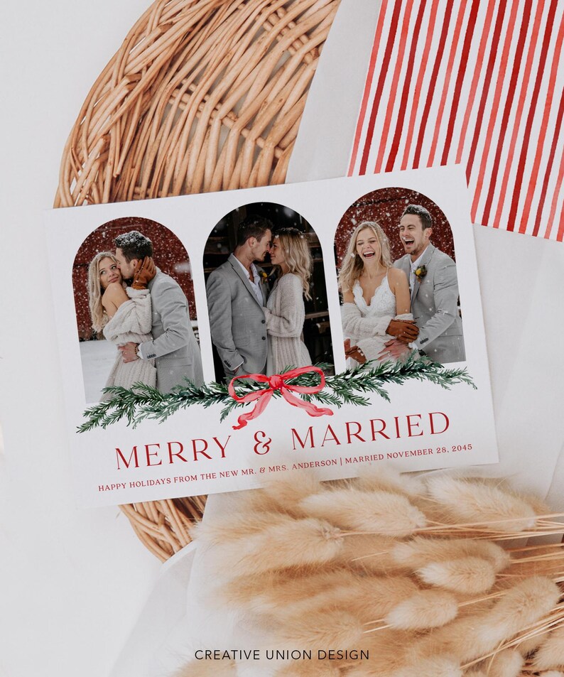 Merry and Married Christmas Card Printable Template Cottagecore ...