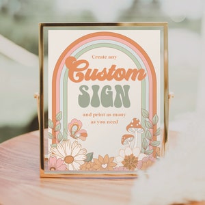 Groovy Baby Editable Custom Sign Template, Groovy One Birthday Sign ...