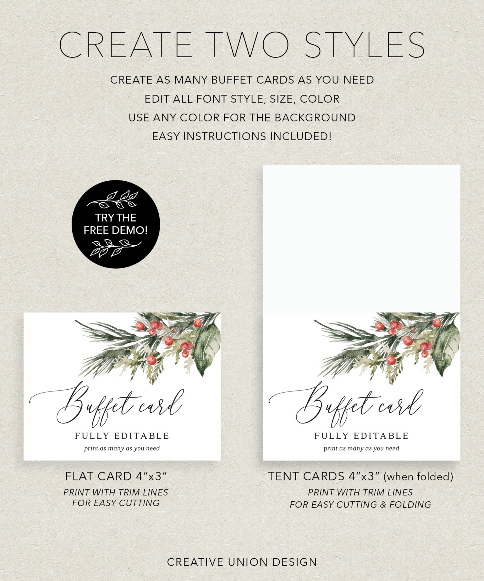 Buffet Food Signs Template, Food Labels, Tented Cards, Food Stations ...