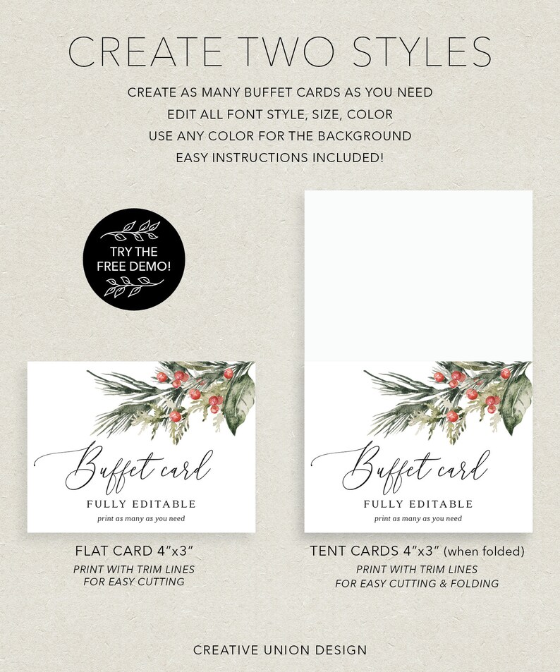 Buffet Food Signs Template, Food Labels, Tented Cards, Food Stations ...