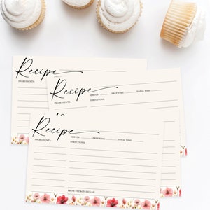 Wildflower Recipe Card Printable, Printable Recipe Card, Bridal Shower ...