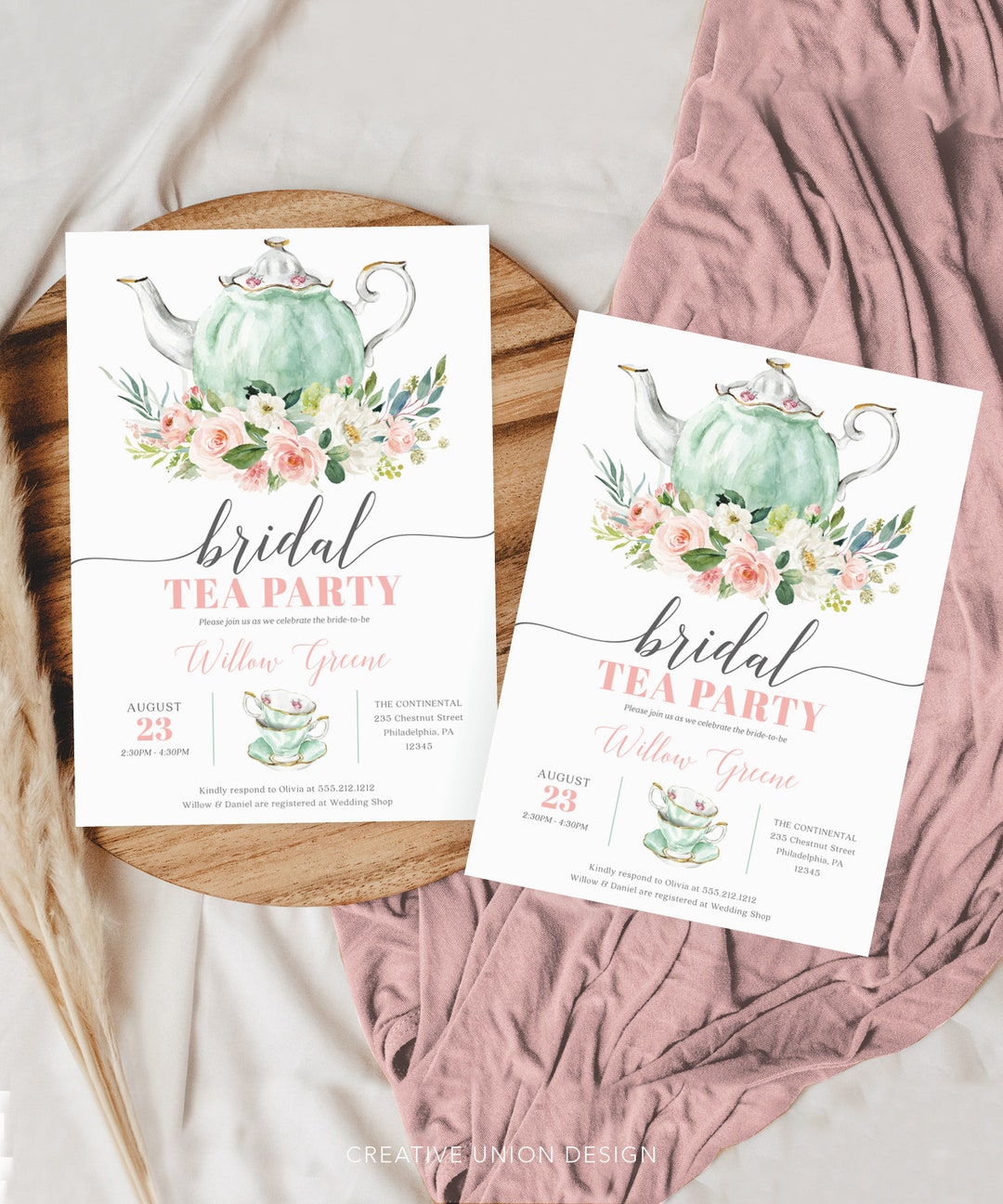 Bridal Tea Party Invitation Template, Bridal Shower Tea Party Invite ...