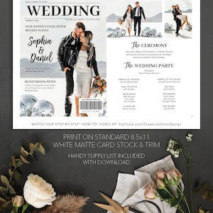 Wedding Magazine Program Fan Custom Program Template Personalized ...