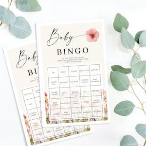 Wildflower Baby Shower Bingo, 60 Unique Game Sheets, Baby Shower Games ...
