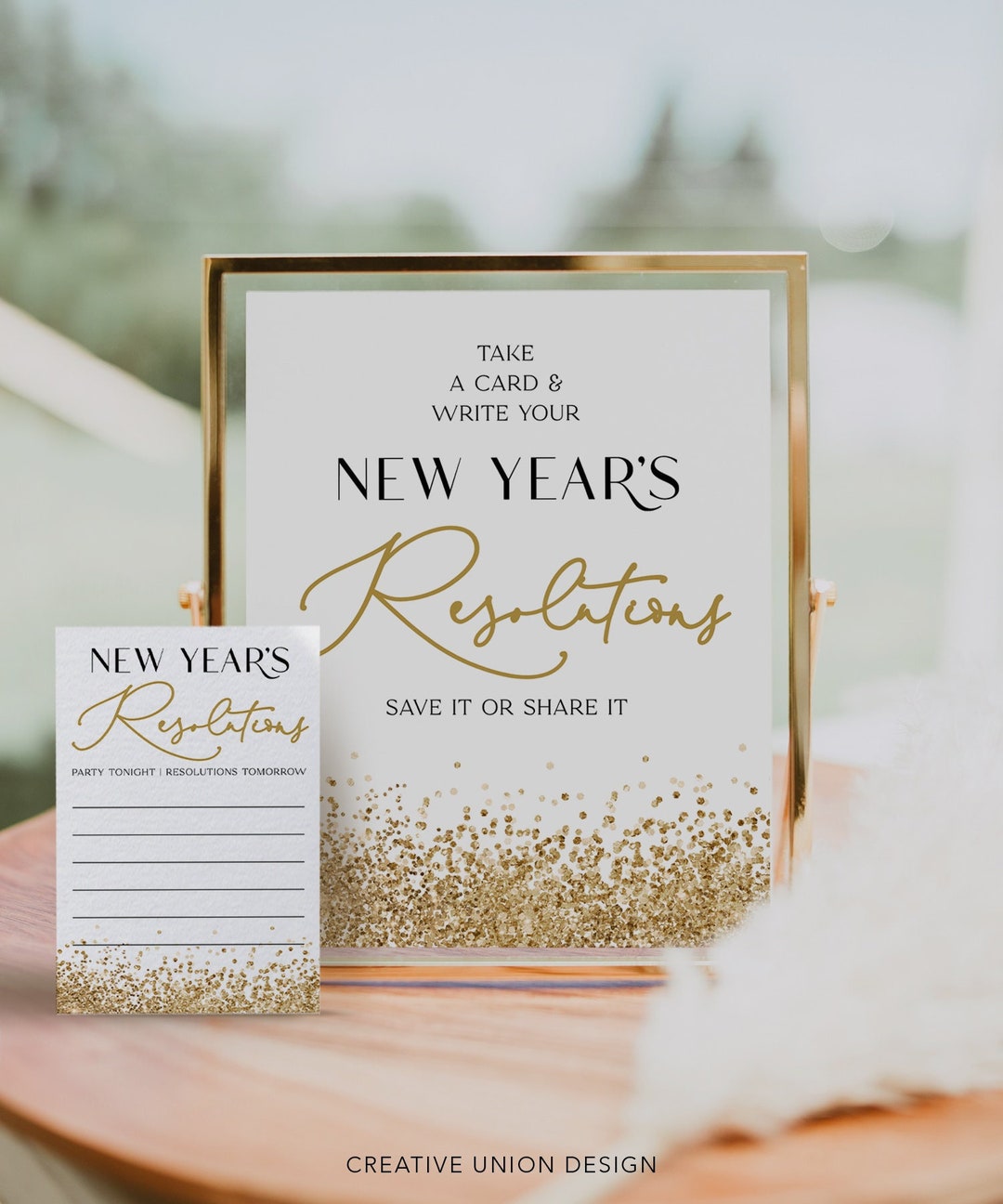New Year's Printable 2024 Resolutions Cards, New Year's Eve Party, New ...