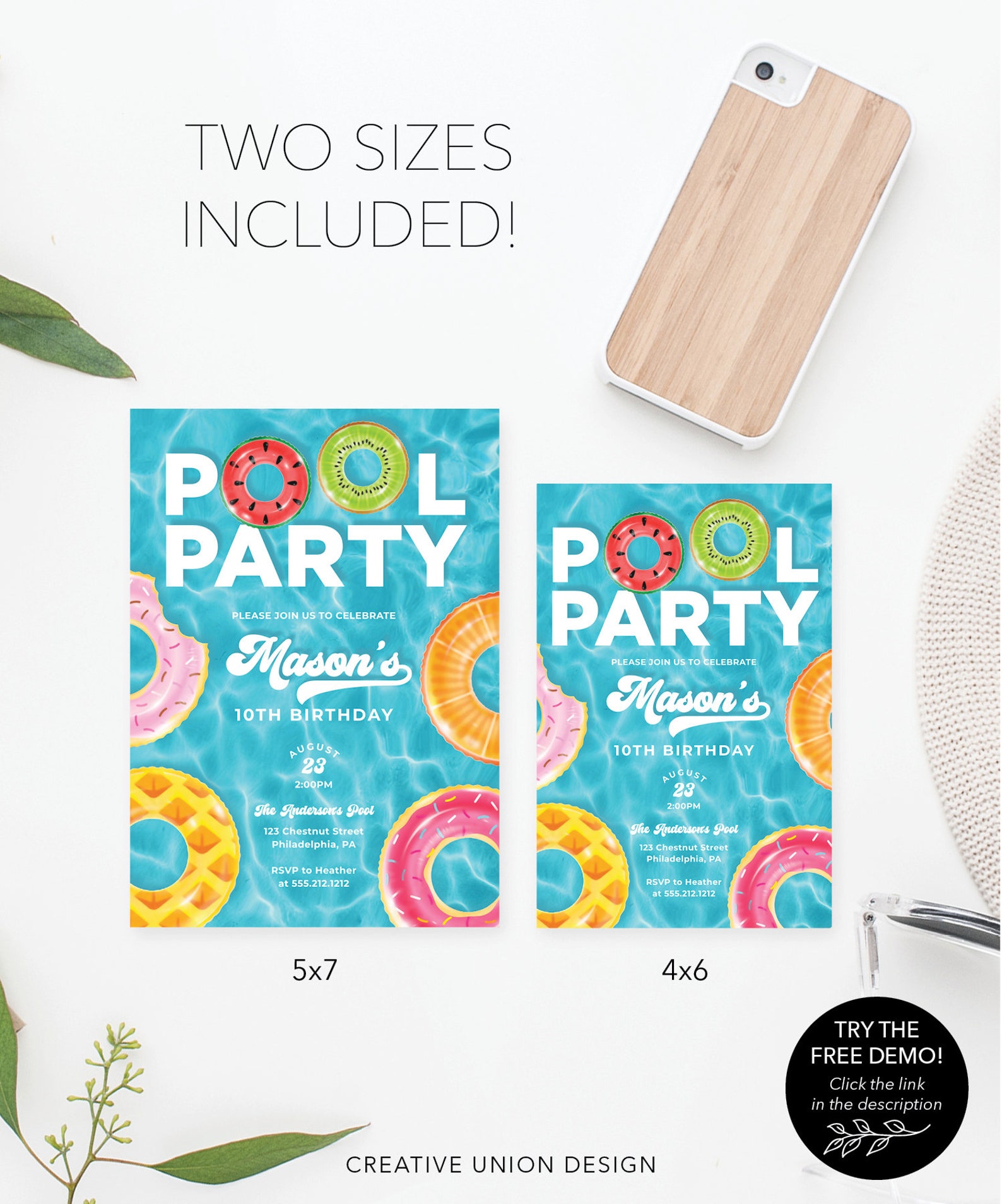 Summer Pool Party Invitation Template, Summer Birthday Invite, Pool ...