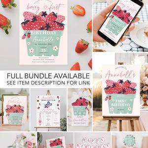 Berry First Birthday Buffet Card Template, Food Label, Berry Sweet ...
