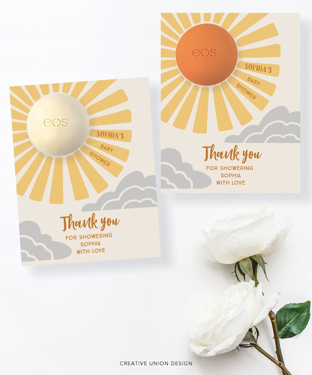 Sunshine EOS Lip Balm Baby Shower Favors, Girl, Boy, Printable, Thank ...
