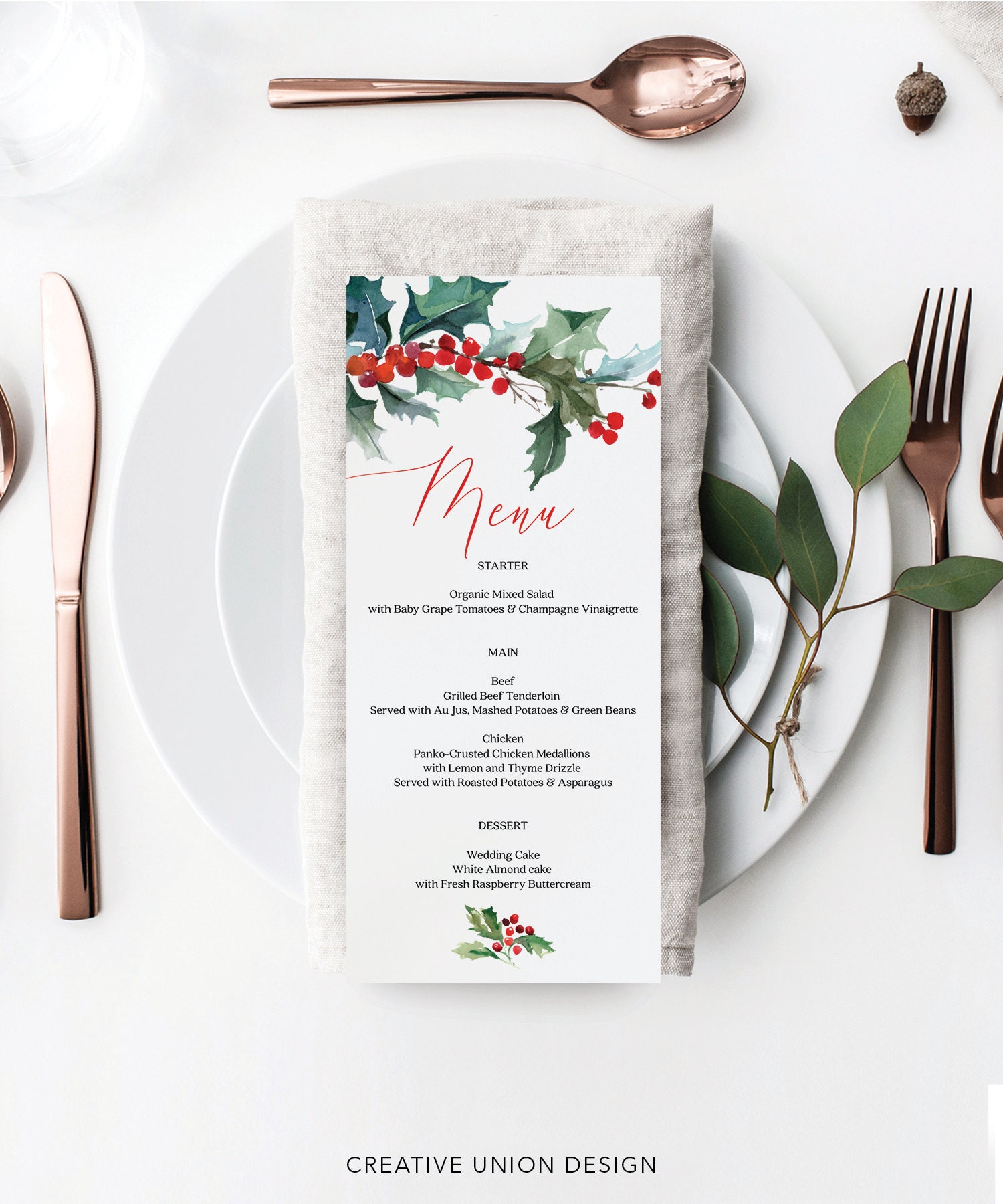 Christmas Menu Holiday Menu Printable Menu Rustic - Etsy Israel