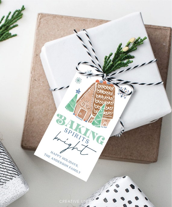 Baking Spirits Bright Holiday Gift Tag Template, Printable Christmas ...