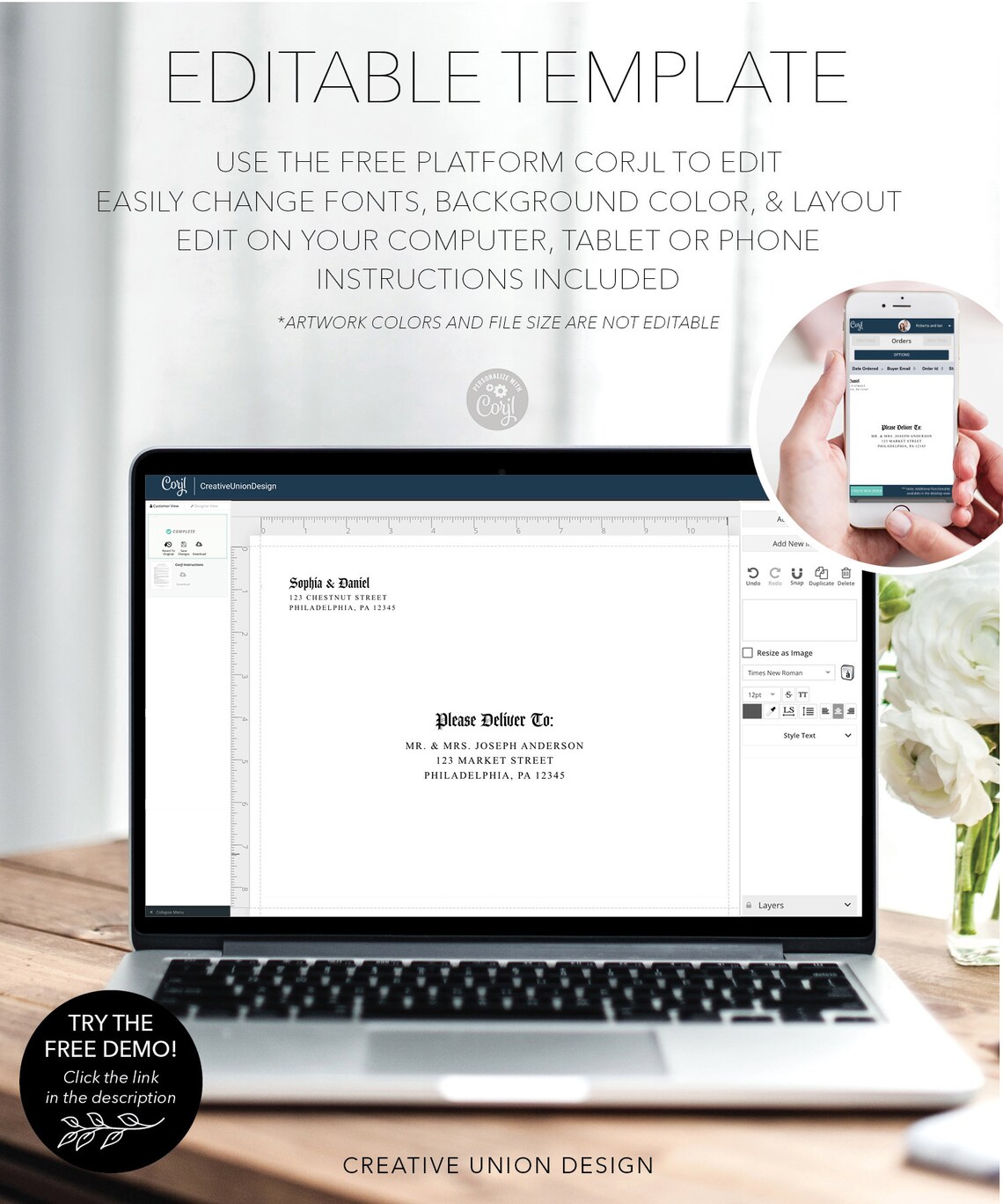 Envelope Template, Printable Address Envelope, Instant Download ...