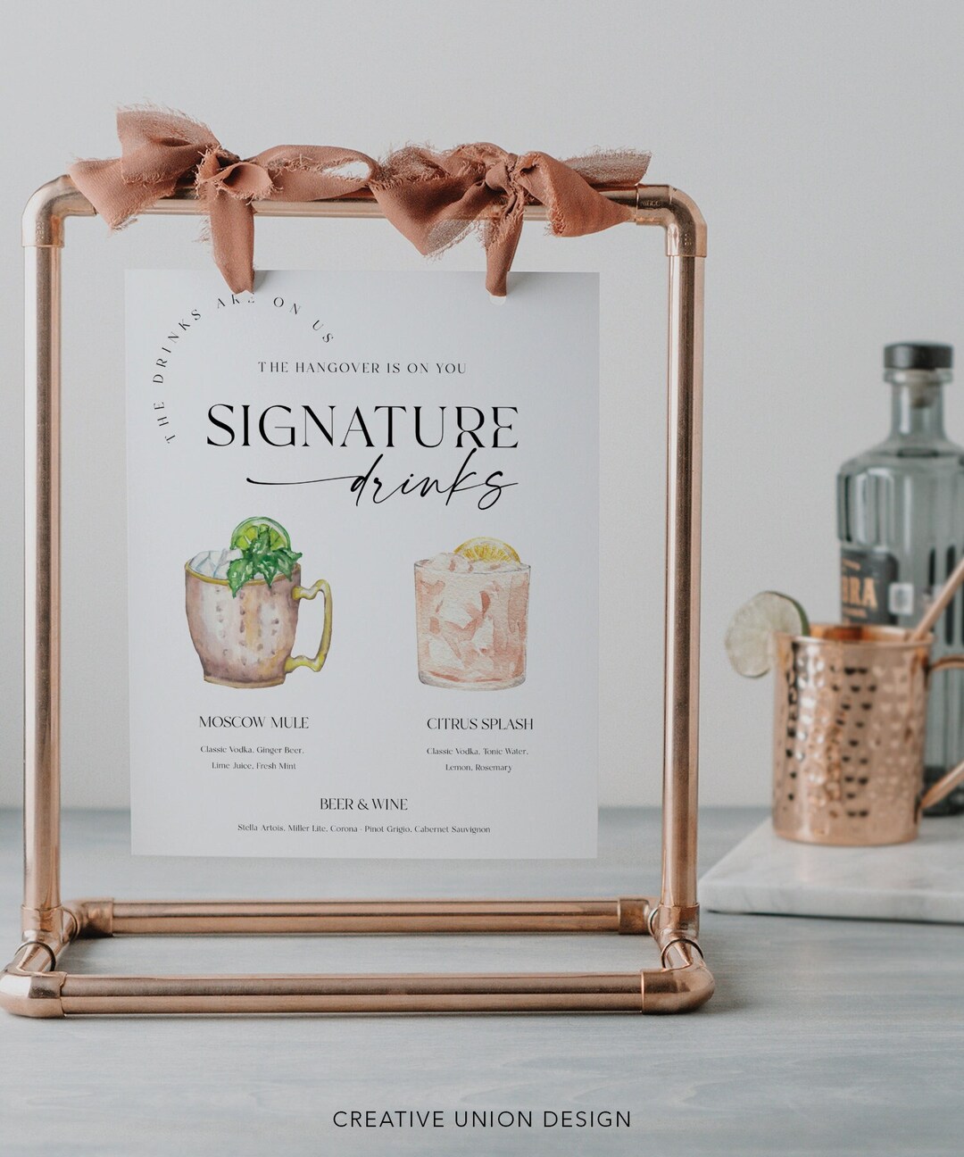 Bar Menu Template Printable Signature Cocktail Sign Editable - Etsy