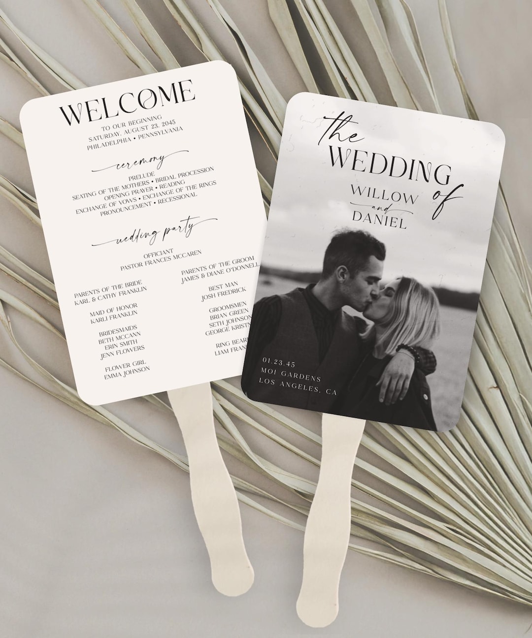 Modern Wedding Program Fan Custom Program Template Personalized Wedding Program Ceremony ...